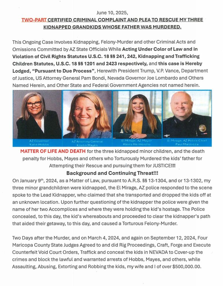 Criminal Complaint Filed for “Felony Murder” Against Governor and Crew ...